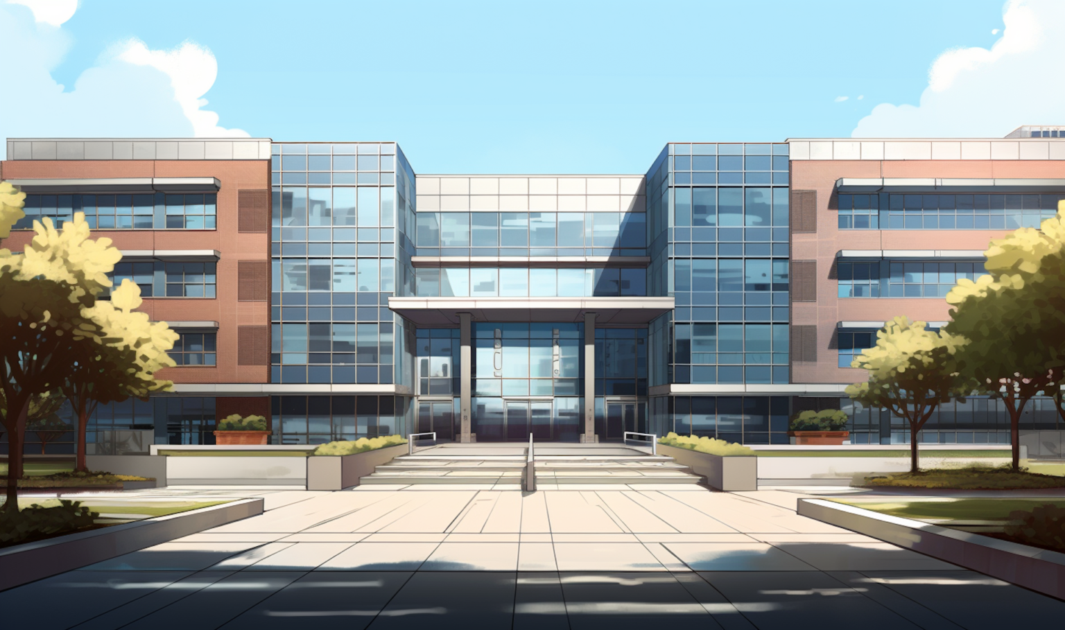 EXT. LARGE OFFICE BUILDING – DAY – Episode Life