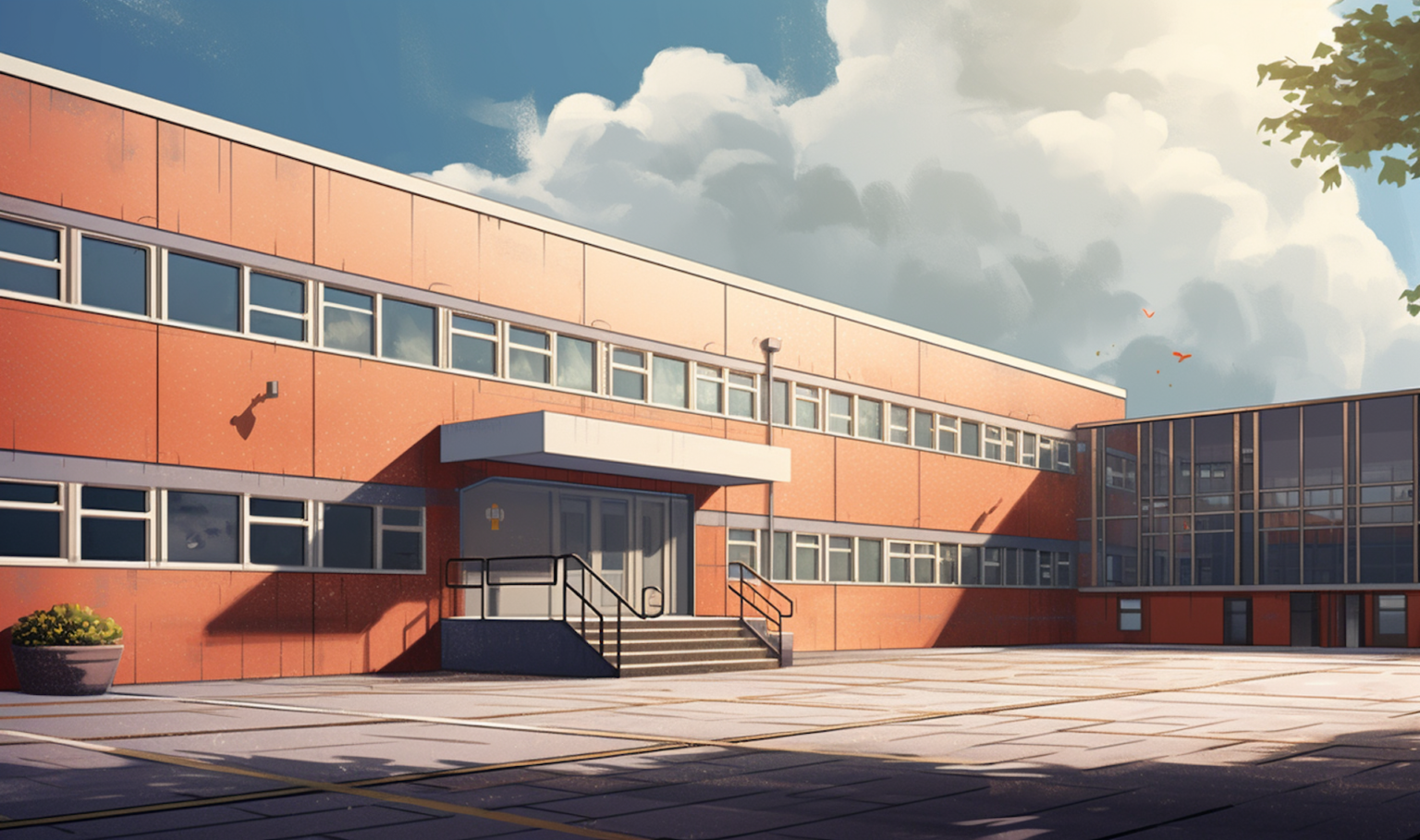 EXT. SCHOOL GROUNDS – DAY – Episode Life