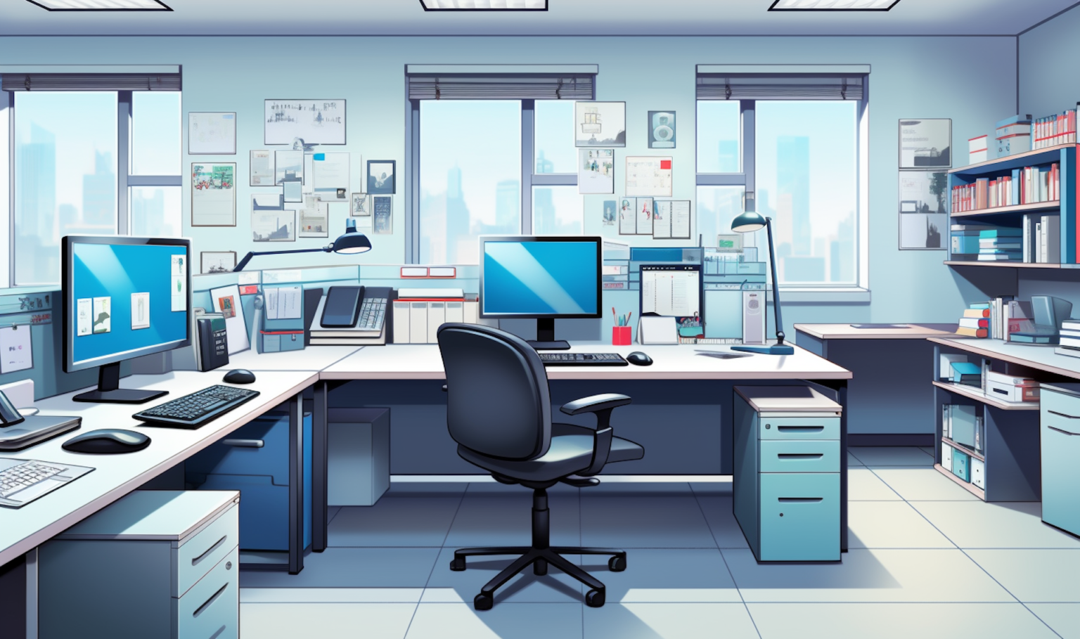 INT. BLUE OFFICE – DAY – Episode Life