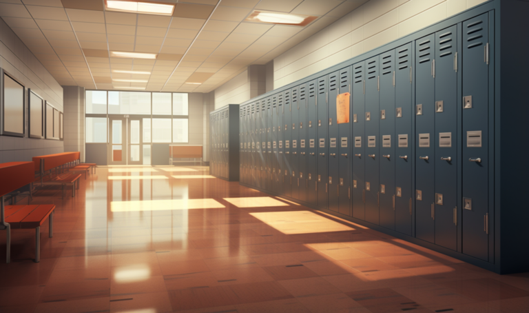 INT. SCHOOL HALLWAY LOCKERS POSTER – DAY – Episode Life
