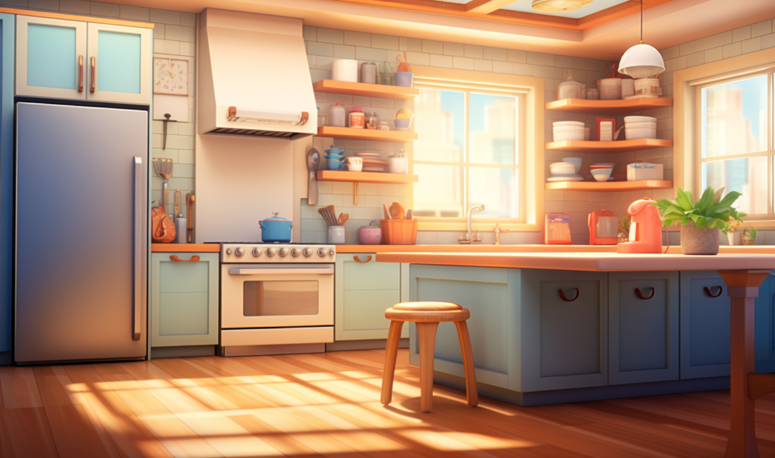 INT. PASTEL KITCHEN – DAY – Episode Life