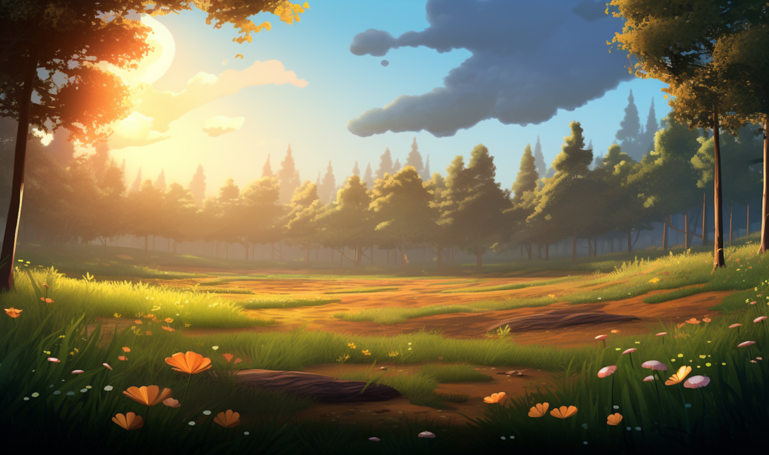 EXT. SUNNY FIELD – DAY – Episode Life